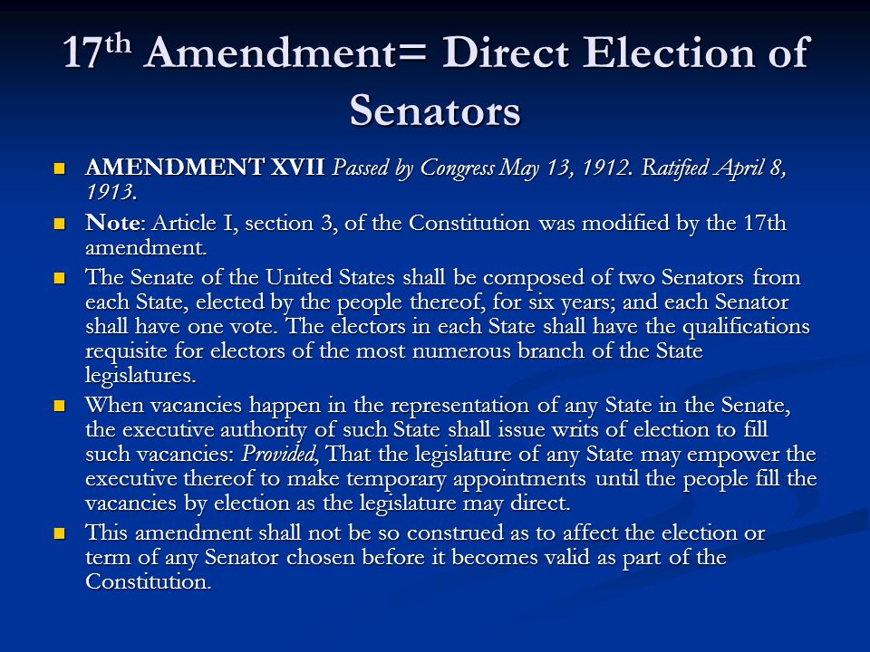This Week in History: The 17th Amendment is ratified | Stella's Place
